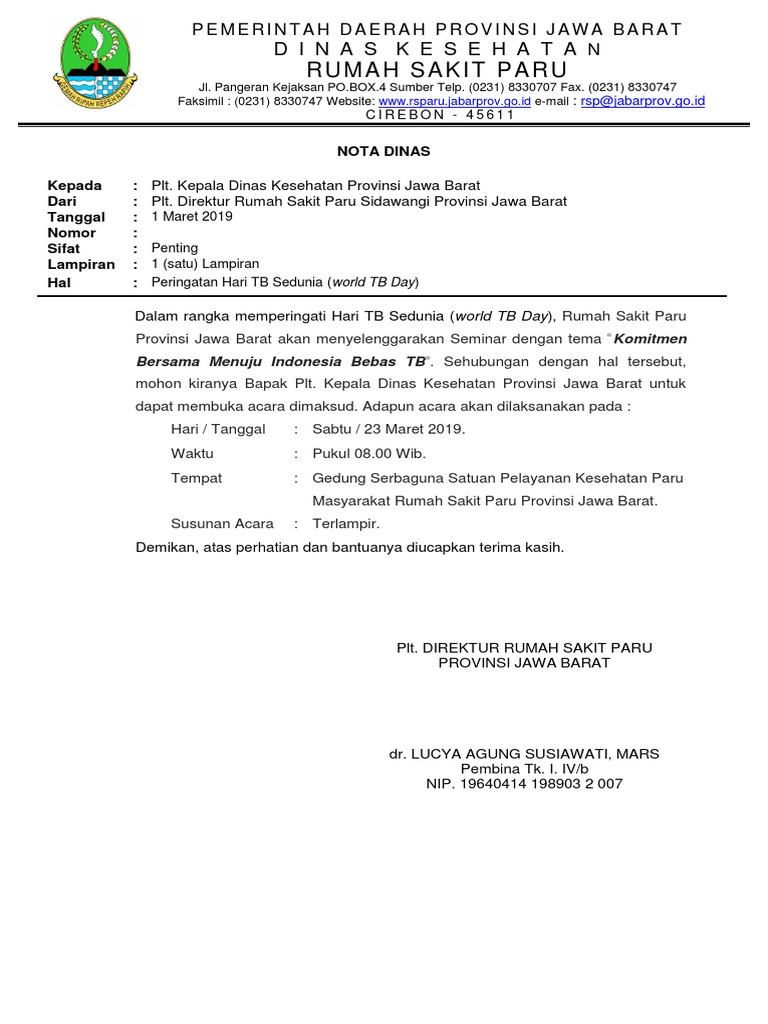 Nota Dinas Plt. Ke Dinas | PDF