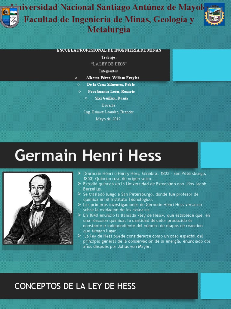 Ley de Heess | PDF | Reacciones químicas | Entalpía
