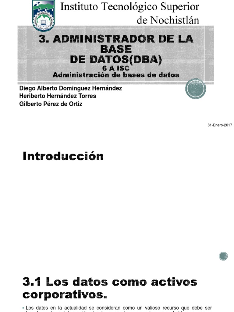 Administrador de La Base de Datos | PDF | Bases de datos | Diseño