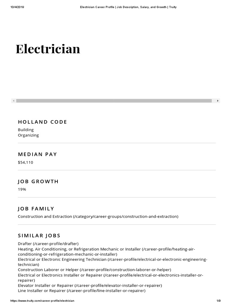 Electrician Career Profile - Job Description, Salary, and Growth ...