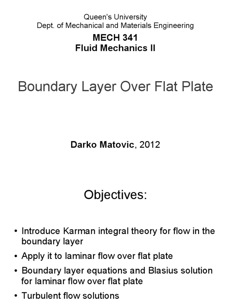 m341 12 Lecture16 Boundary Layer Over Flat Plate PDF | PDF | Boundary Layer | Fluid Mechanics