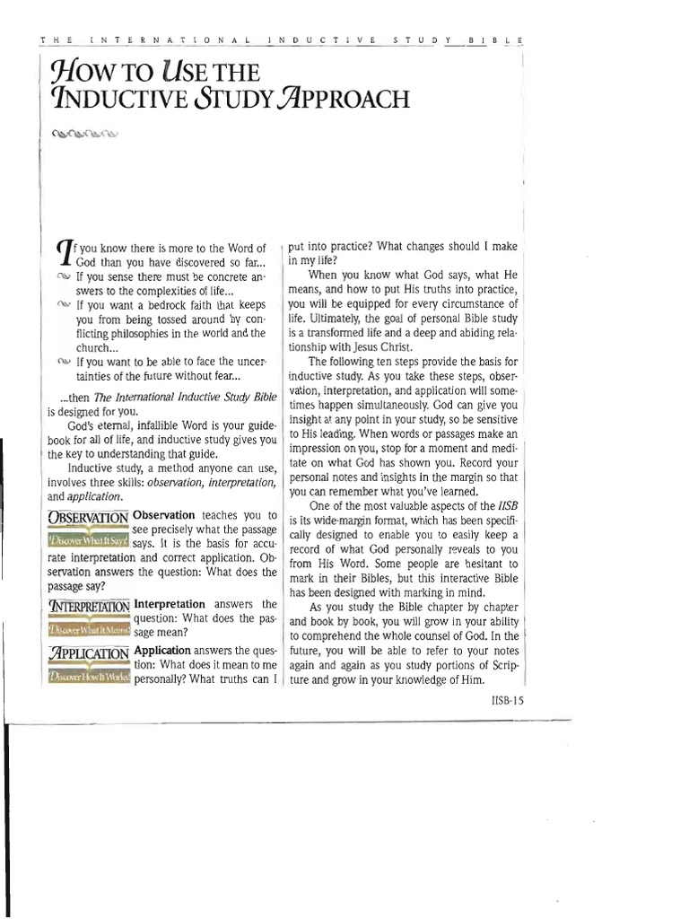 How To Inductive Bible Study Method PDF | PDF | Bible | Elder ...