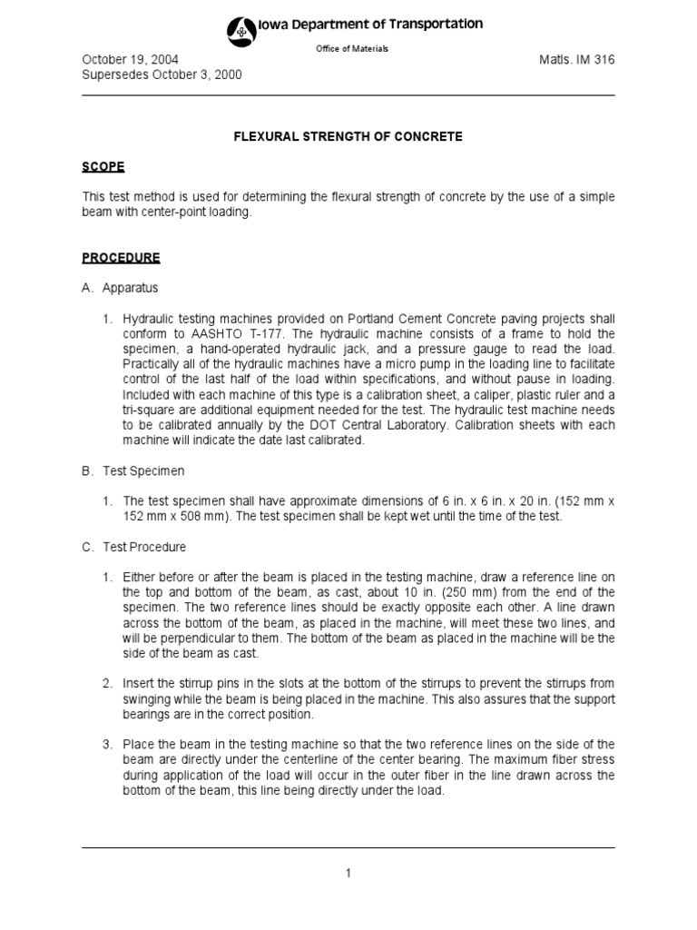 Flexural Strength Testing of Concrete | PDF | Calibration | Concrete