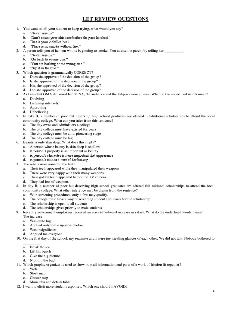 Let Review Questions | PDF | Water | Earth
