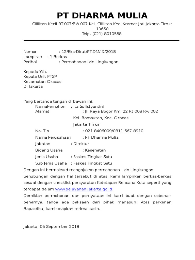 PT DM IZIN LINGKUNGAN Permohonan Dan Keabsahan Dokumen-2 | PDF