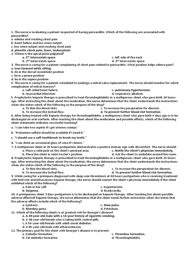 MS Comprehensive Exam | PDF | Myocardial Infarction | Thrombosis
