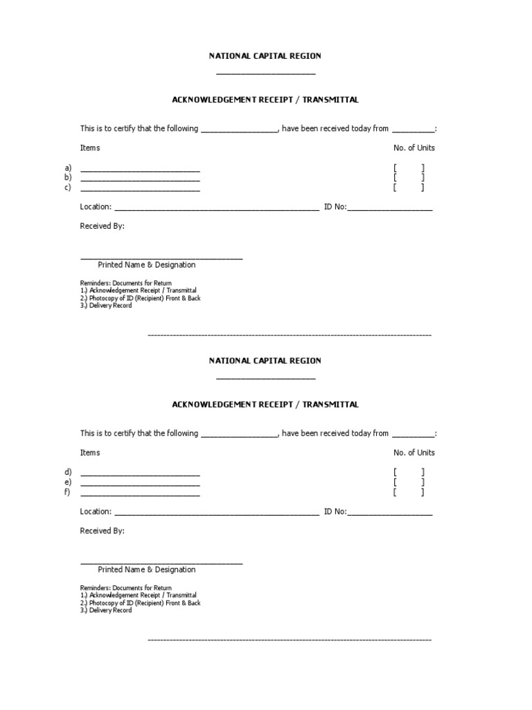 Acknowledgement of Delivery1 | PDF | Receipt | Written Communication