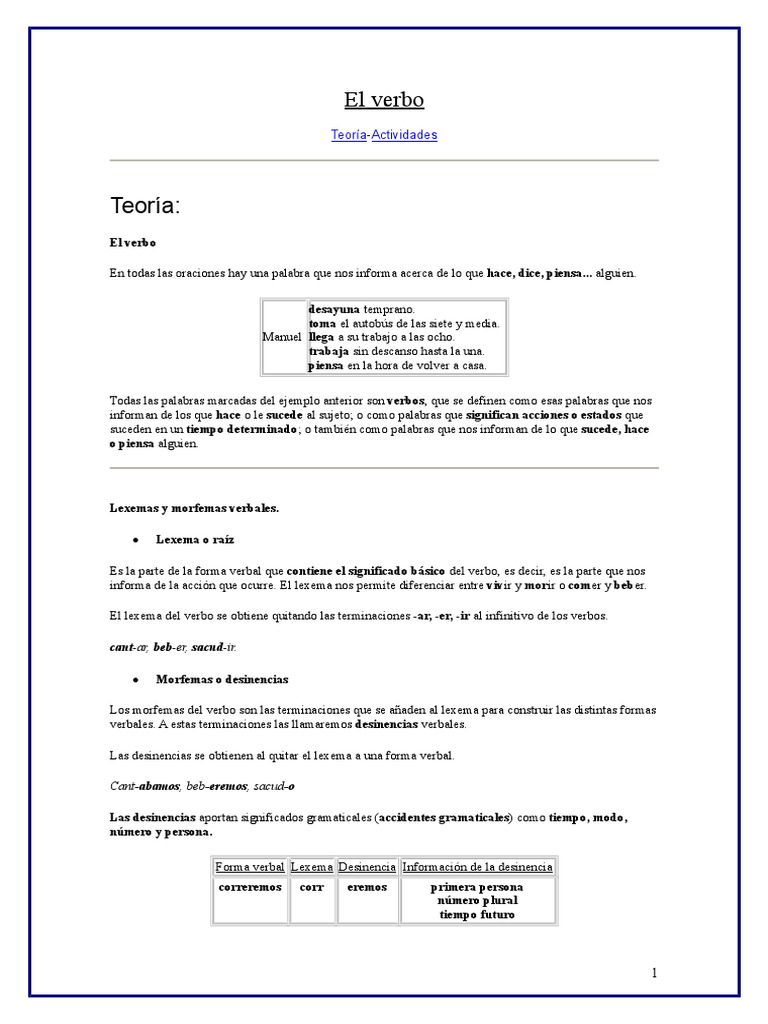 Estructura y tipos de verbos | PDF | Verbo | Conjugación gramatical