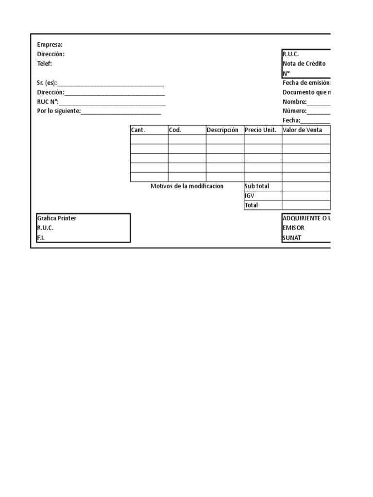 Nota de Credito MODELO EJEMPLO | PDF