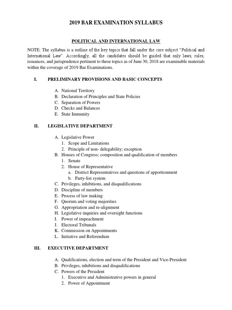 2019 Bar Exam Syllabus Overview | PDF | Income Tax | Tax Deduction