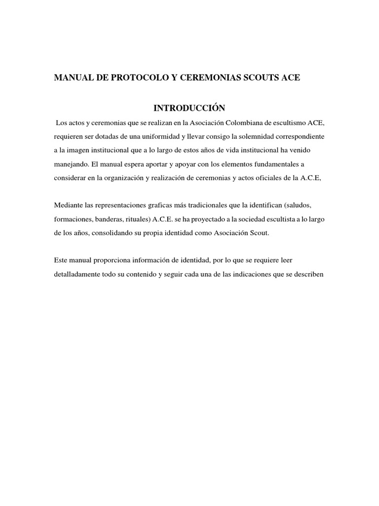 Manual de Protocolo y Ceremonias Scouts Ace-1 | PDF