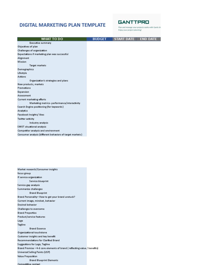 Digital Marketing Plan Template Guide | PDF | Digital Marketing | Brand