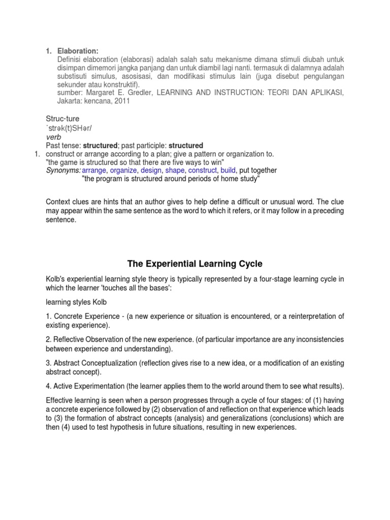 Struc Ture STRƏK (T) SHƏR/: The Experiential Learning Cycle | Download ...