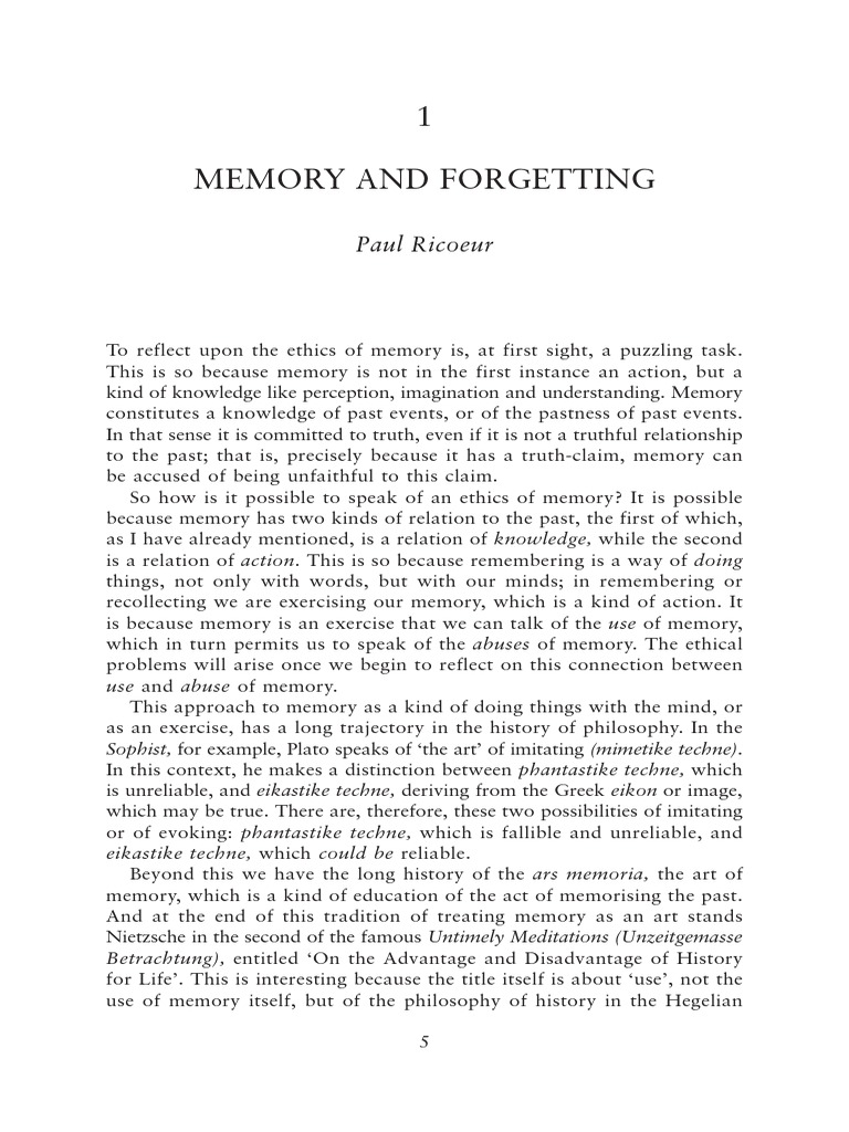 Memory and Forgetting | PDF | Sigmund Freud | Identity (Social Science)