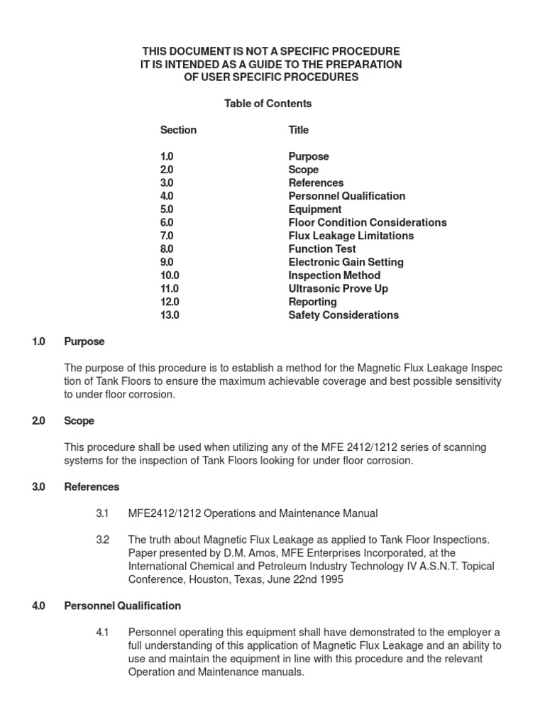 Guide to Developing User-Specific Procedures for Magnetic Flux Leakage ...