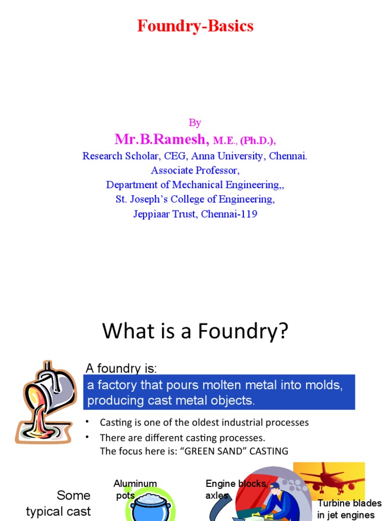 Basics of Sand Casting Process | PDF | Casting (Metalworking) | Foundry