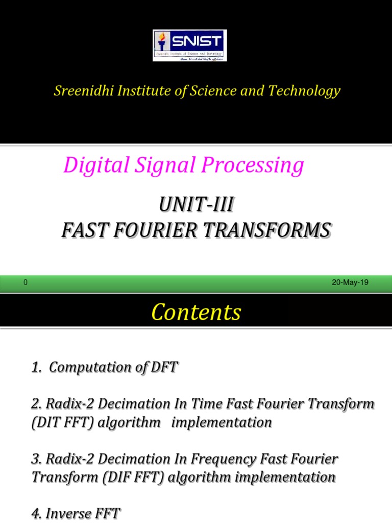 Unit 3 Dsp Pdf Fast Fourier Transform Discrete Fourier Transform