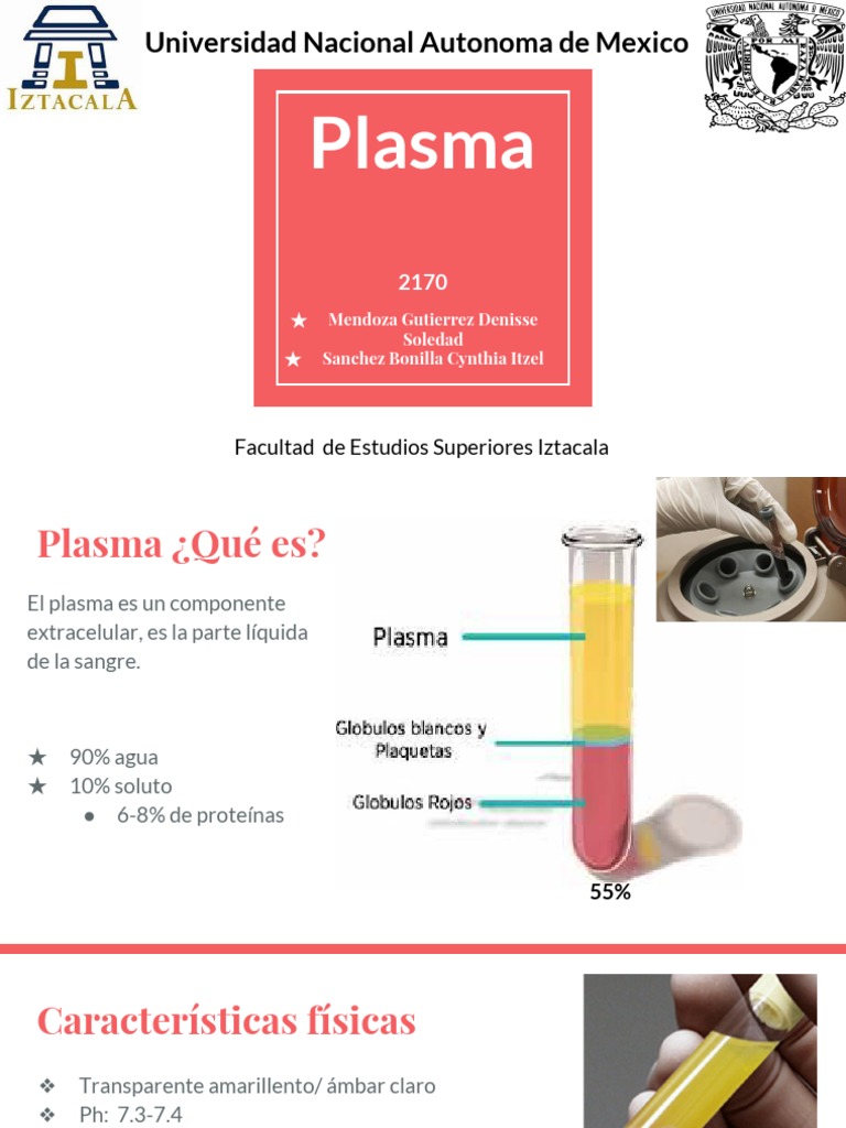 Composición y Funciones del Plasma Sanguíneo | PDF | Sangre | Lípido
