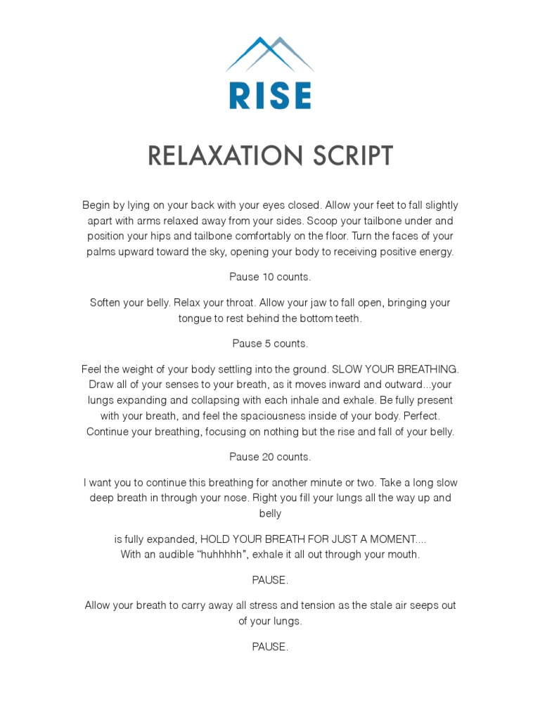 Relaxation Script PDF | PDF | Breathing | Arm