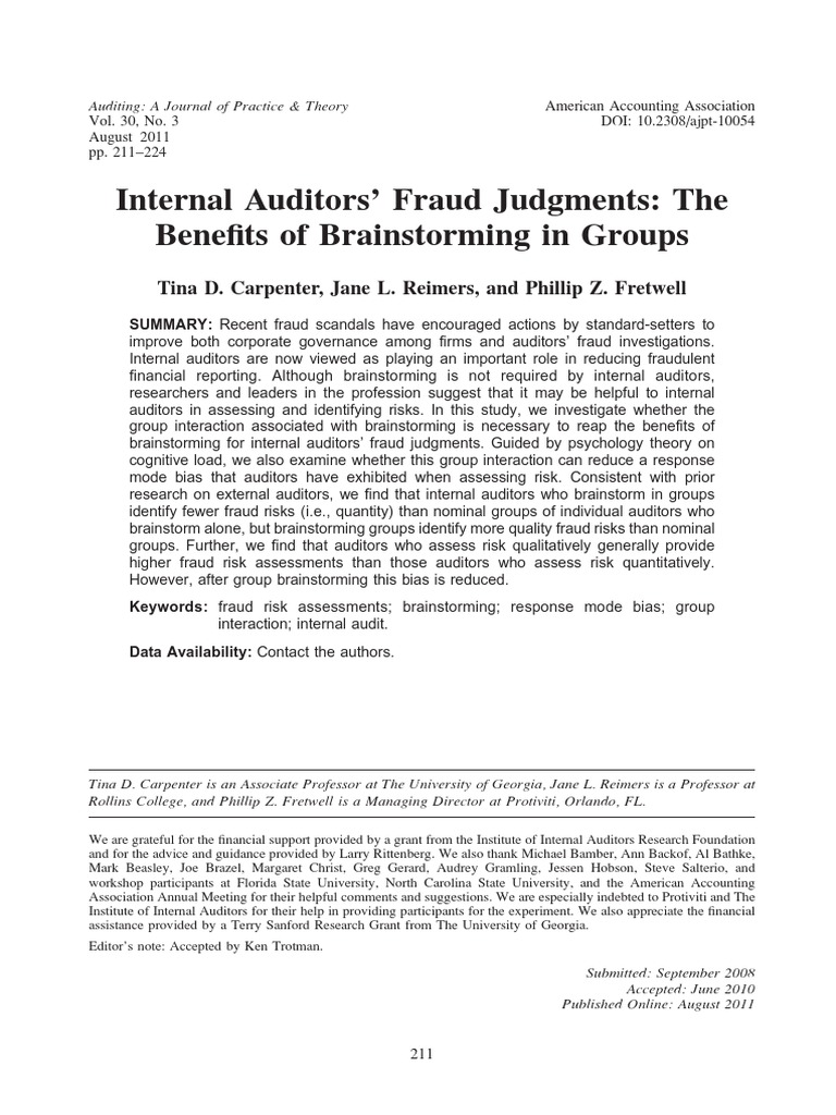 Aud Judgment | PDF | Internal Audit | Brainstorming