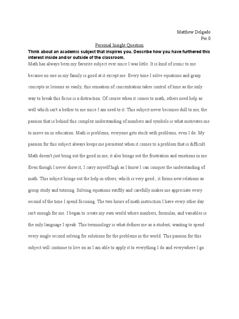 Personal Insight Question 2 | PDF | Career & Growth