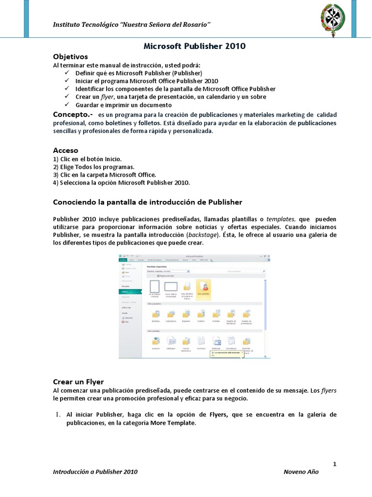 Introduccion Publisher 2010 | PDF | Point and Click | Microsoft