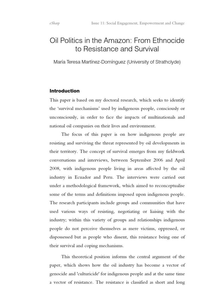 Oil Politics in The Amazon | PDF | Indigenous Peoples | Globalization