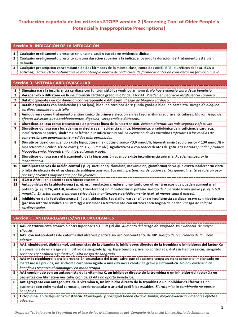 Criterios STOPP Version 2 Española | PDF | Droga anti-inflamatoria ...