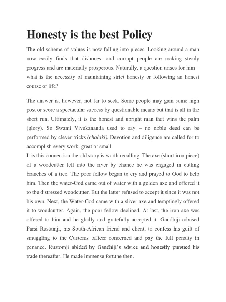 Honesty Is The Best Policy | PDF