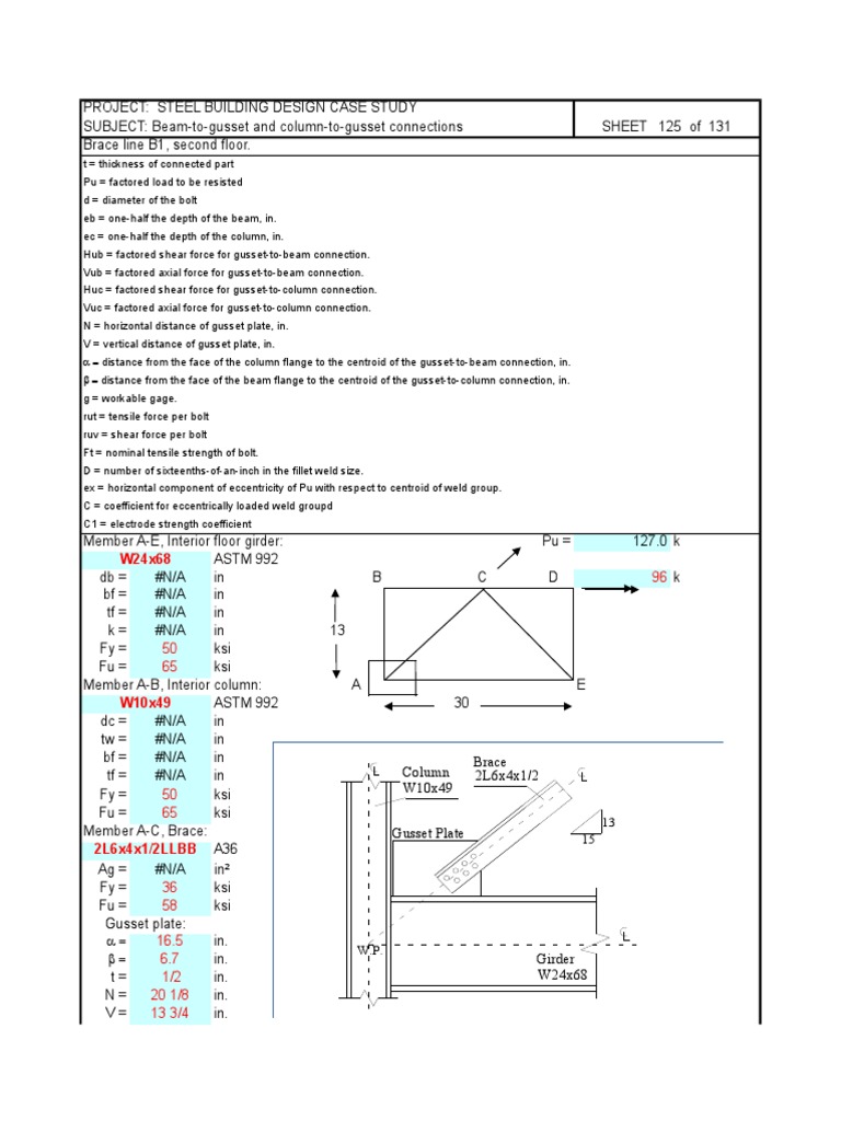Column W10x49 Brace 2L6x4x1/2 | PDF | Mechanical Engineering | Steel