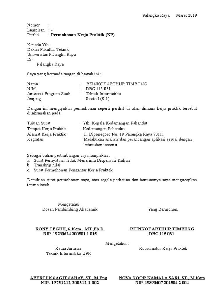 Permohonan KP Dan Surat Pengantar | PDF