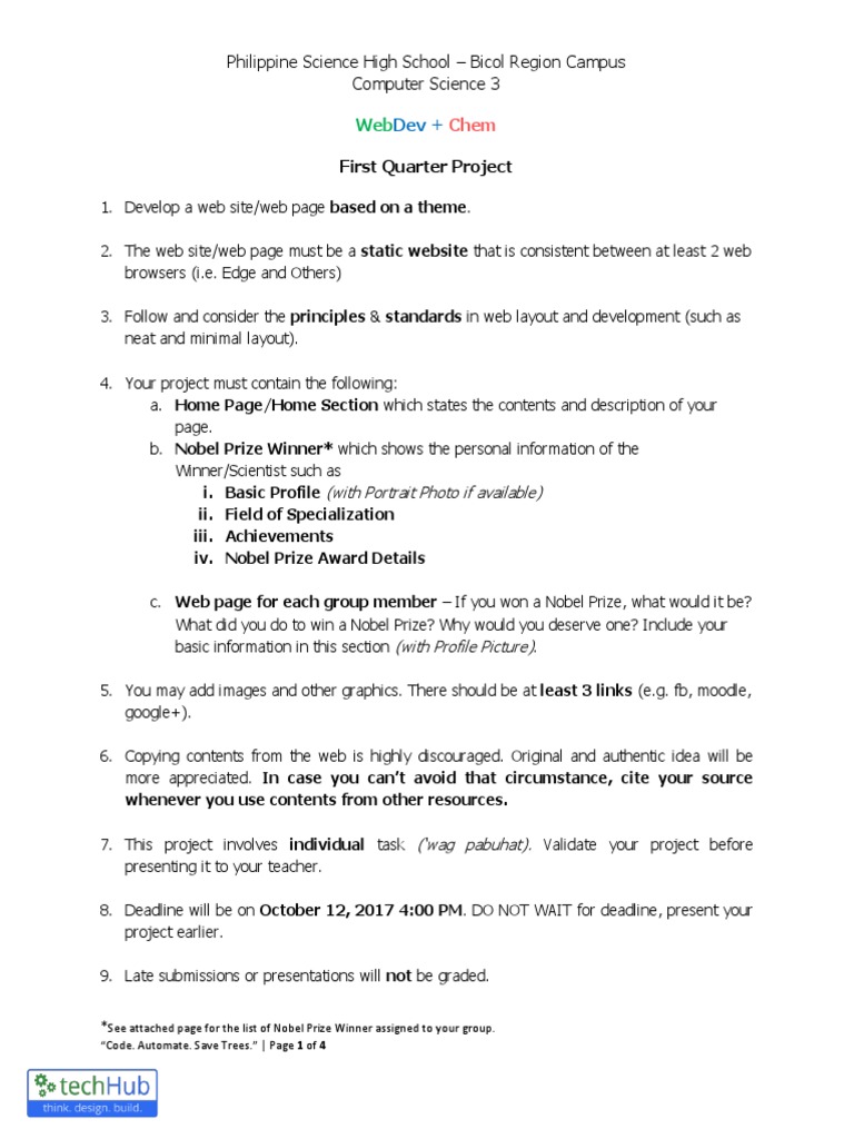 CS3 1stquarter Project With CHEM | PDF | Page Layout | World Wide Web