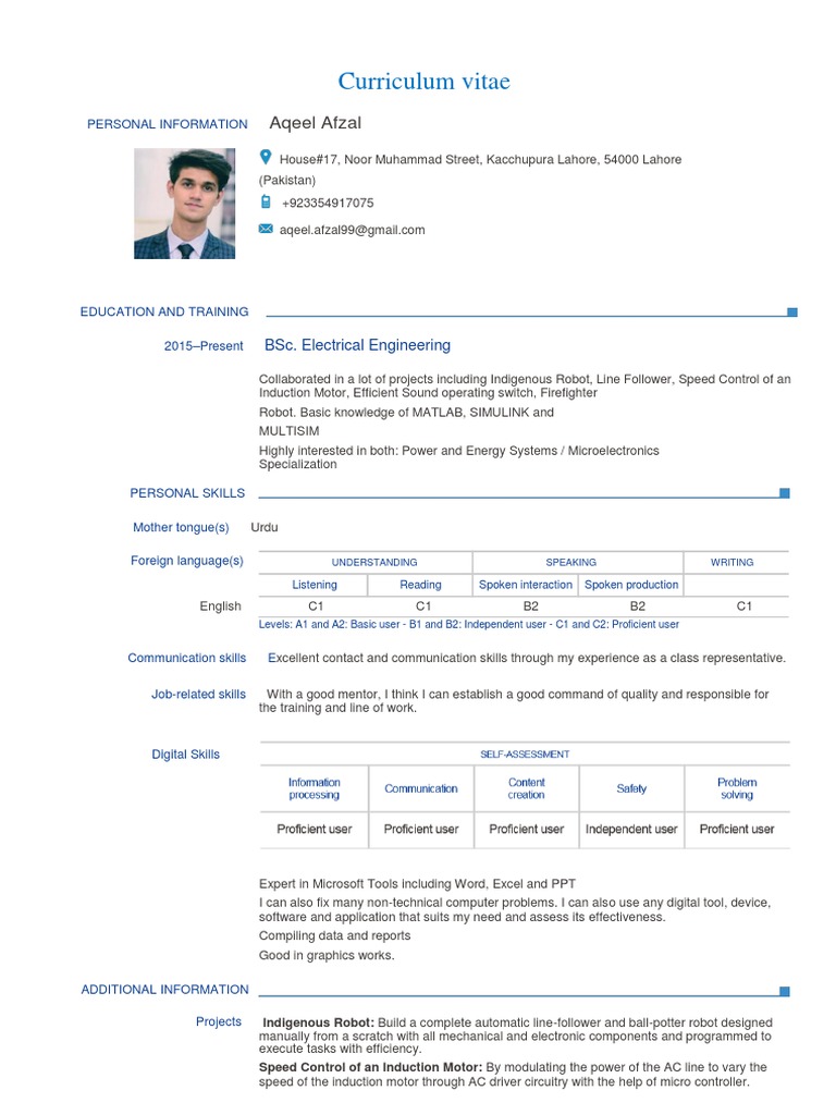 Curriculum Vitae: Aqeel Afzal | Download Free PDF | Robot | Robotics