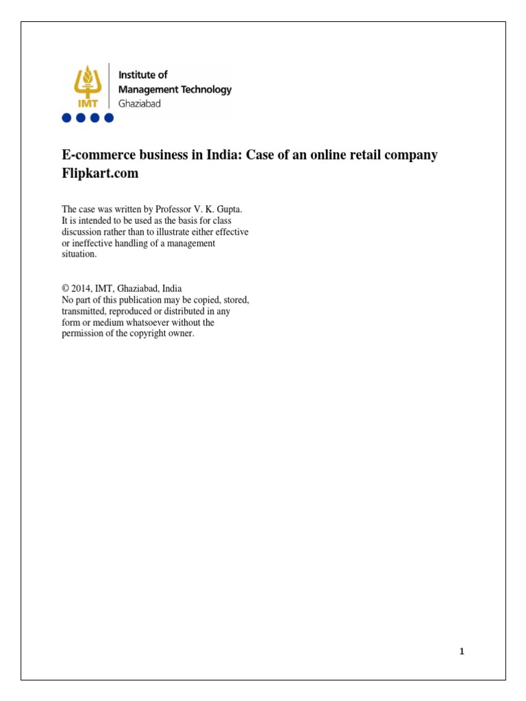 Case Study of Flipkart | PDF | E Commerce | Online Shopping