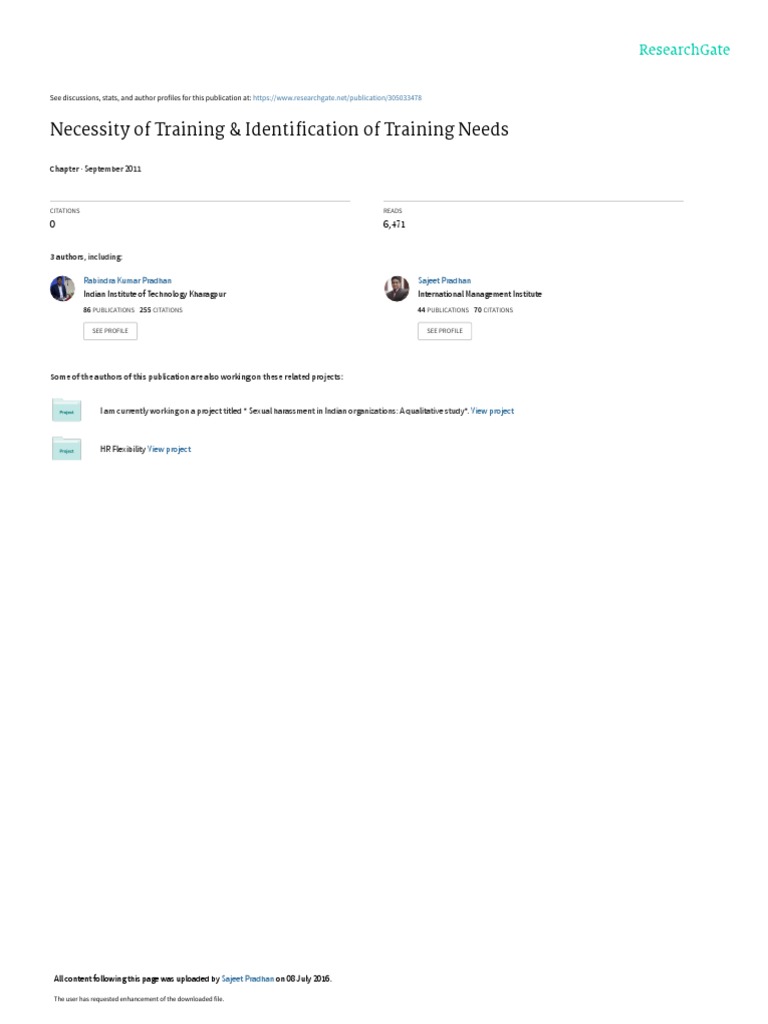 Necessity of Training Identification of Training Needs | PDF | Needs ...