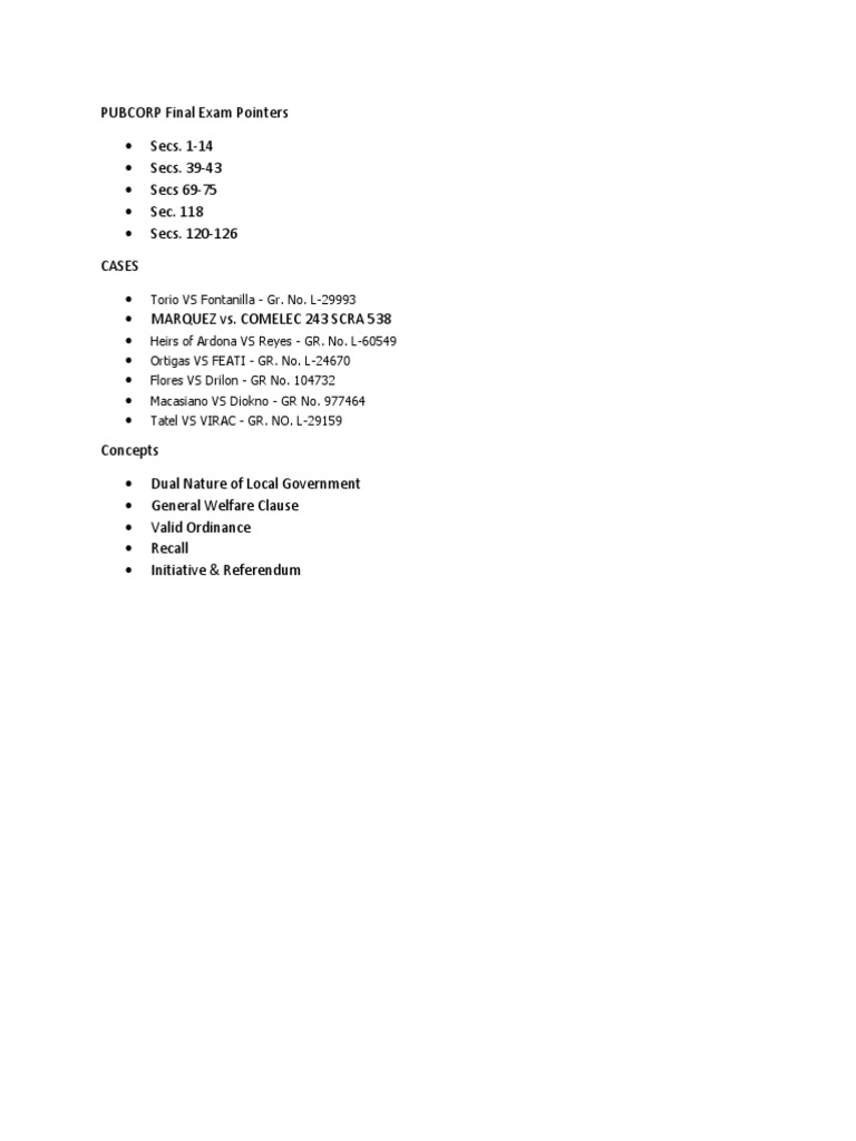 PUBCORP Final Exam Pointers | PDF