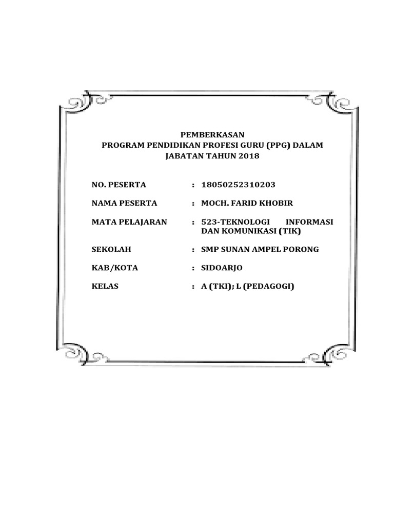 Cover Pemberkasan PPG | PDF