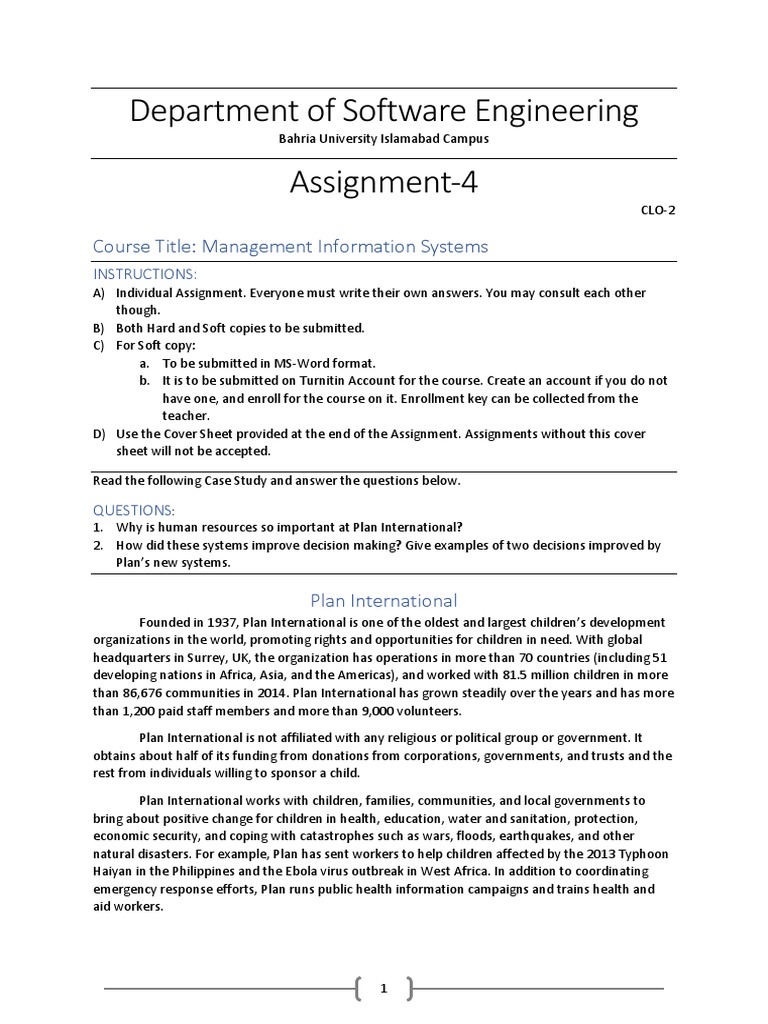 Department of Software Engineering Assignment-4: Course Title ...
