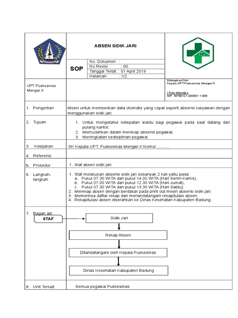 SOP Absensi Sidik Jari Dan Scan Wajah | PDF