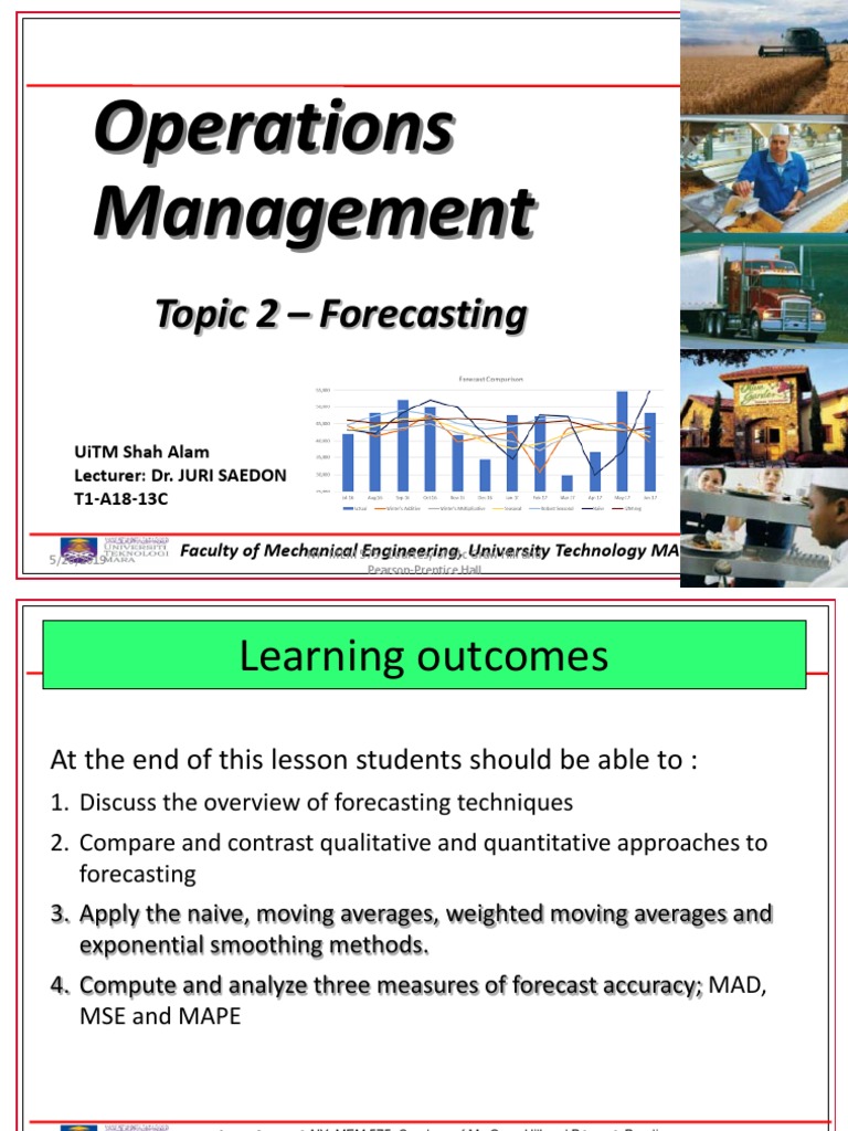 Operations Management: Topic 2 - Forecasting | PDF | Forecasting | Moving Average