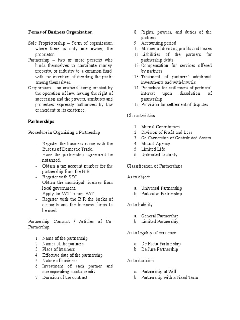 Key Elements and Considerations for Forming a Partnership Agreement ...