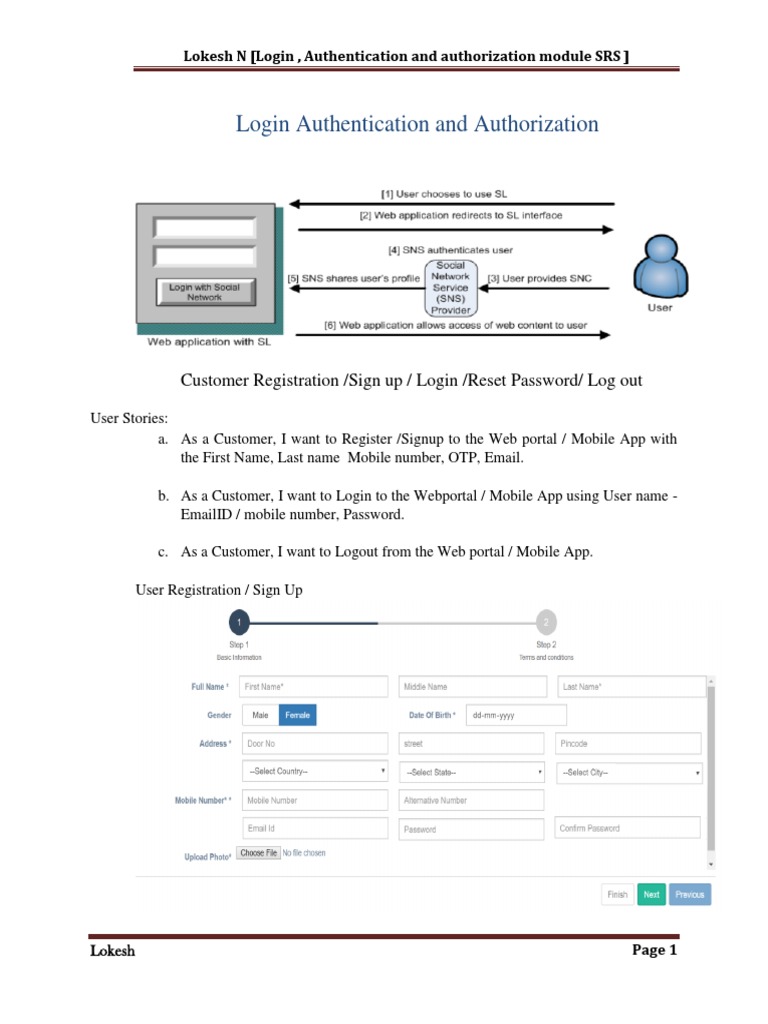 Login and Authentication and Authorization Srs | PDF | Password ...
