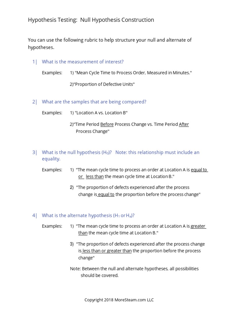 Hypothesis Testing Rubric2 PDF | PDF | Business | Computers