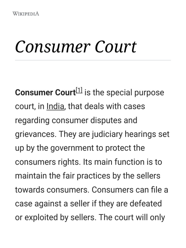 Consumer Court - Wikipedia | PDF | Consumer Protection | Government