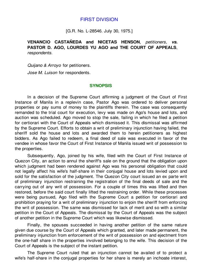 17 Castañeda v. Ago | Download Free PDF | Writ Of Prohibition | Injunction