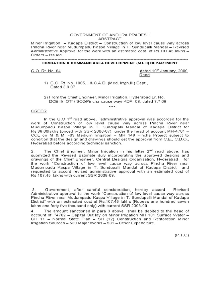 Irrigation & Command Area Development (M.I-Iii) Department | PDF ...