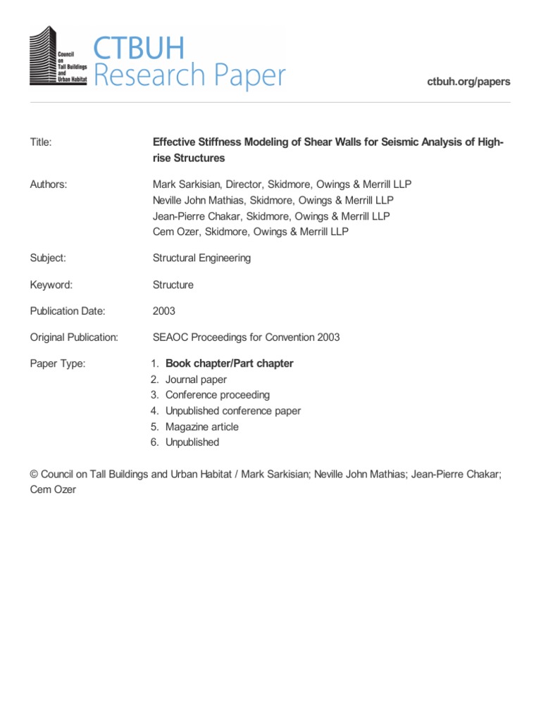 1035 Effective Stiffness Modeling of Shear Walls For Seismic Analysis ...