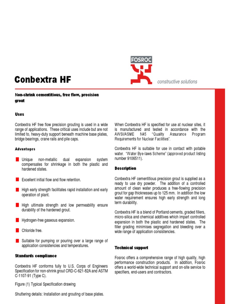 Conbextra HF - Grout For Tank Gaps PDF | PDF | Reinforced Concrete ...