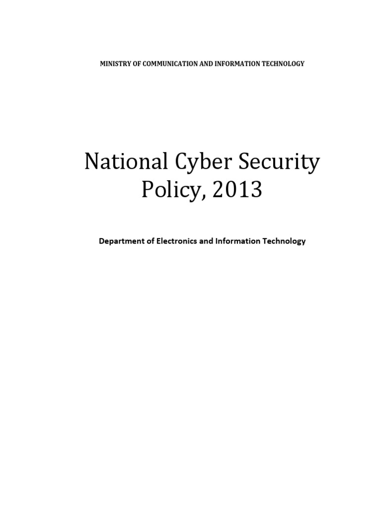 National Cyber Security Policy-2013 | PDF | Computer Security | Security
