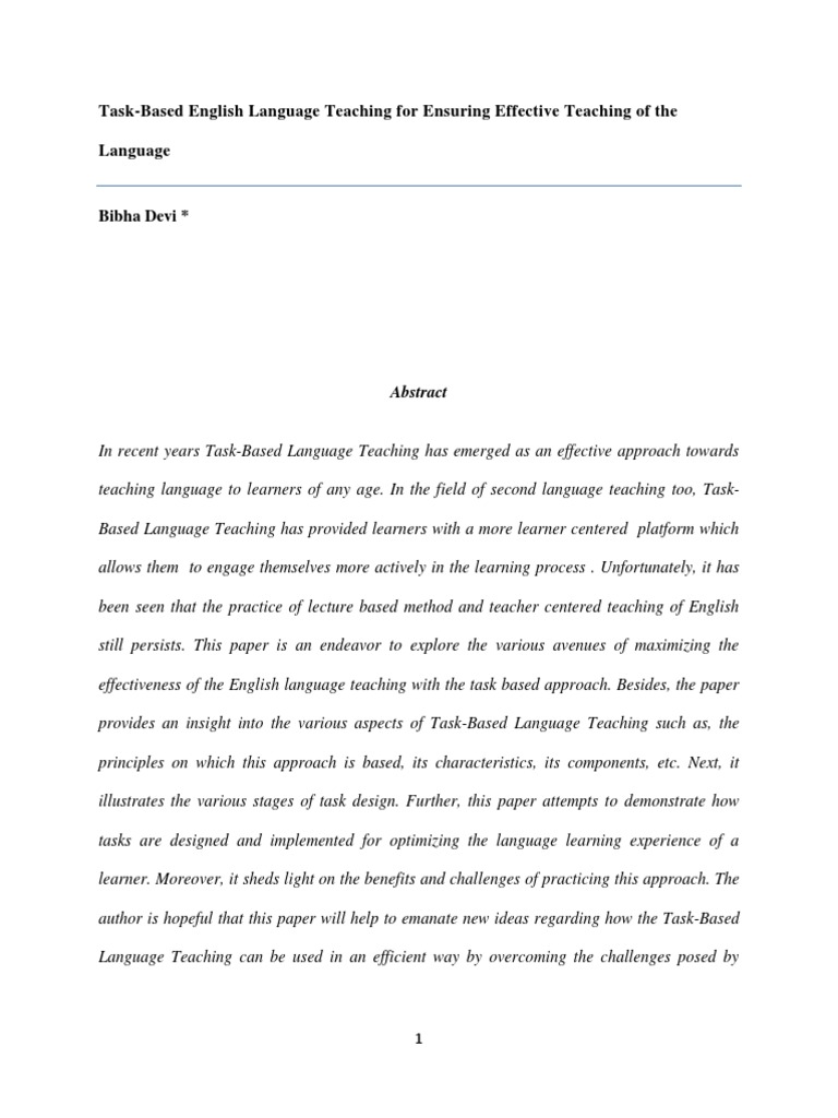 Task-Based English Language Teaching .Bibha Devi | PDF | Language ...